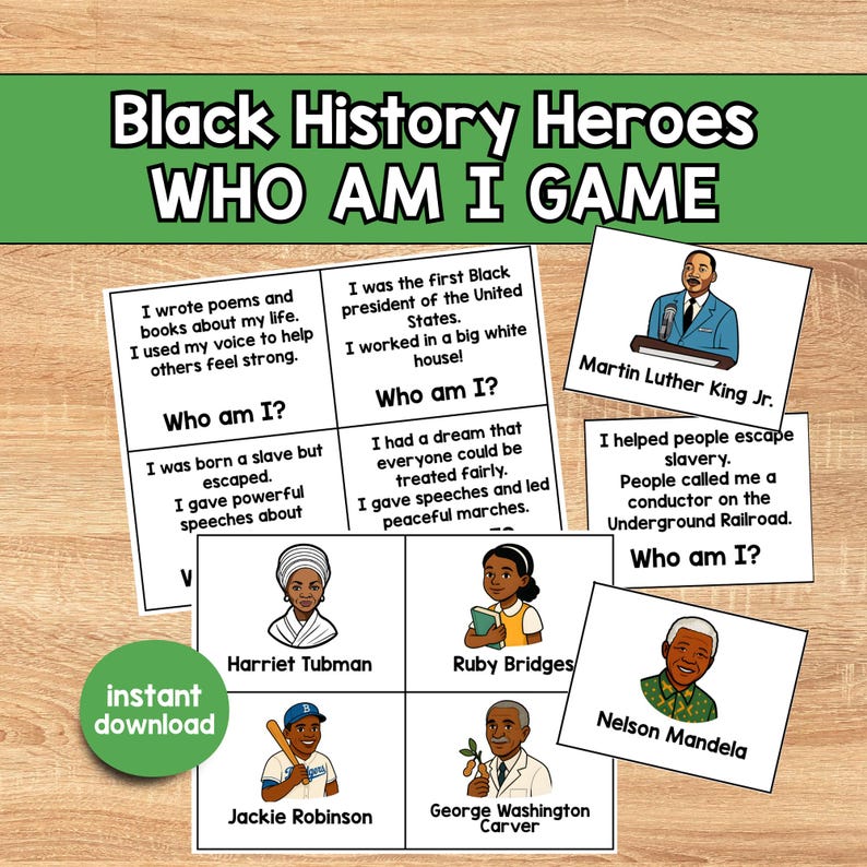 Black History Month Who Am I? Game, Black History Trivia, Guess Who ...