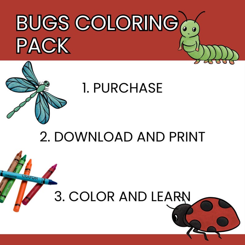 Bug Coloring Pages for Kids, 7 Science Learning Worksheets, Insect ...