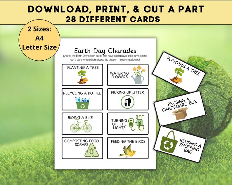 Easy Earth Day Printable Charades Game, Instant Download- 8.5 X 11 and ...