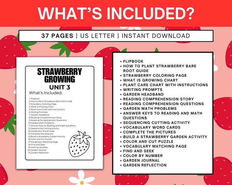 Strawberry Garden Unit Study Downloads Preschool, Kinder, First and ...