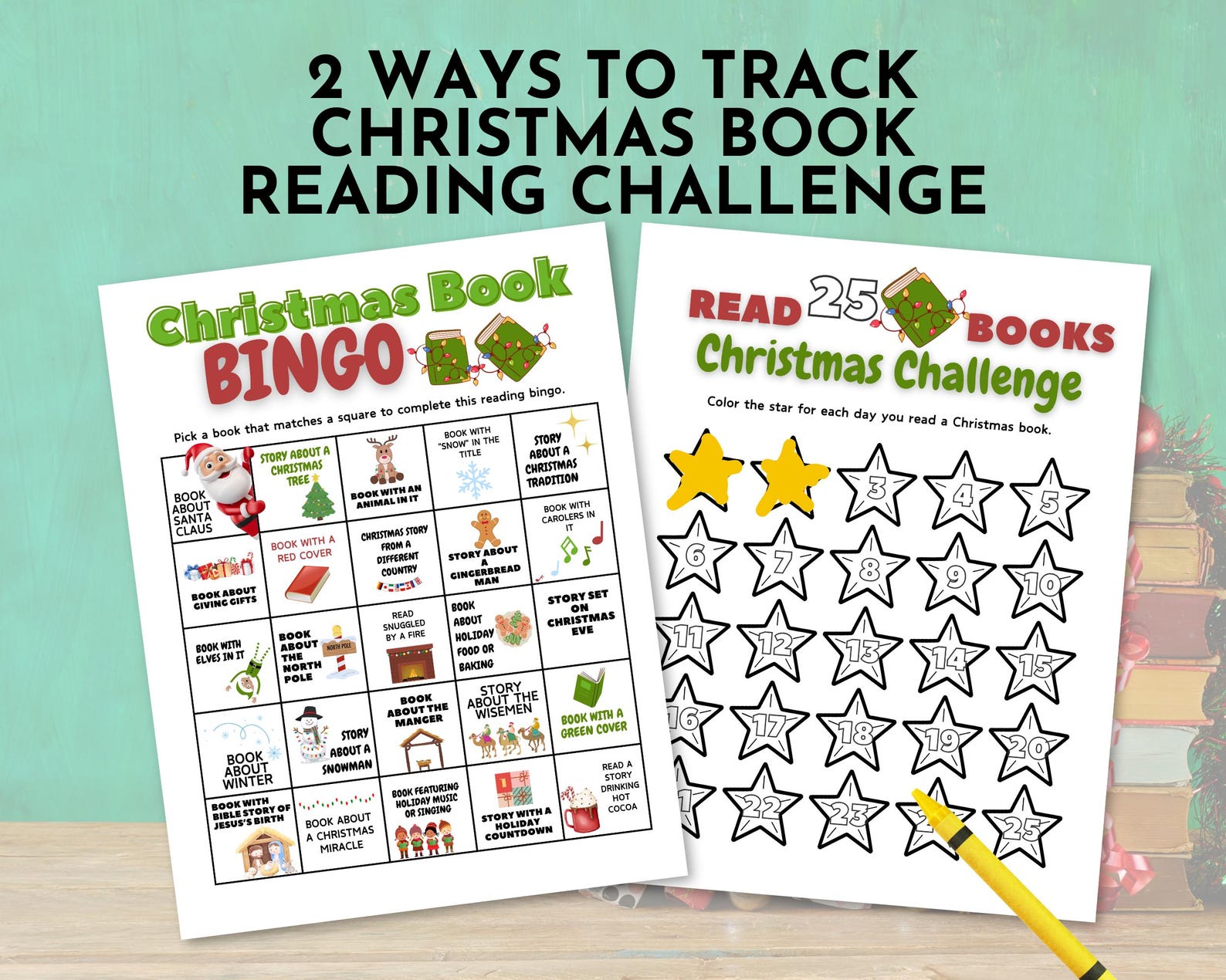 Christmas Reading Book Challenge Kit Book Bingo Challenge, Book ...