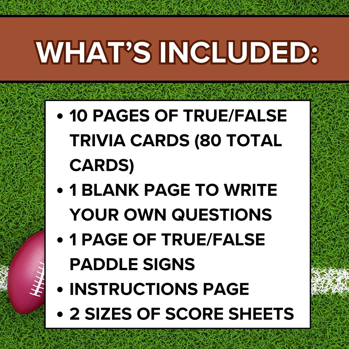 Football True or False Trivia Game, Printable Football Party Game for ...