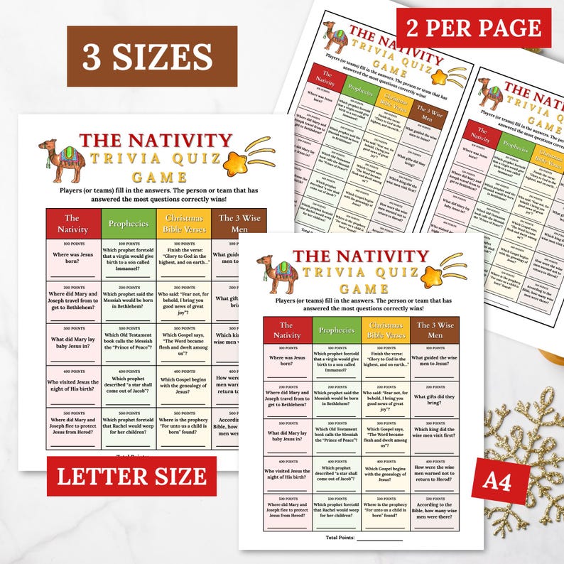 Nativity Trivia Quiz Game, Printable Christmas Story Trivia, Bible Xmas ...