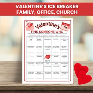 Valentine’s Day Find Someone Who Game, Ice Breaker Bingo, Find the ...