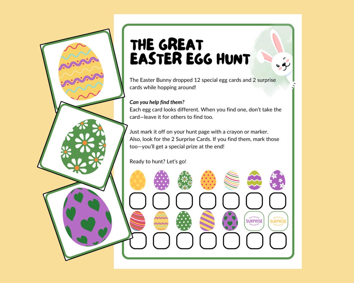 Printable the Great Easter Egg Hunt Game for Kids – Easter Egg ...