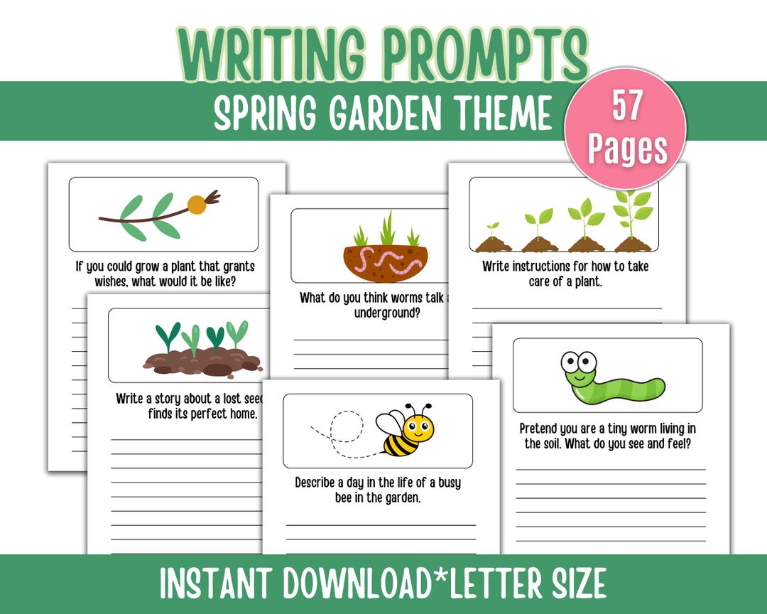 57 Spring Garden Writing Prompts Journal Pages Color and Fill in ...