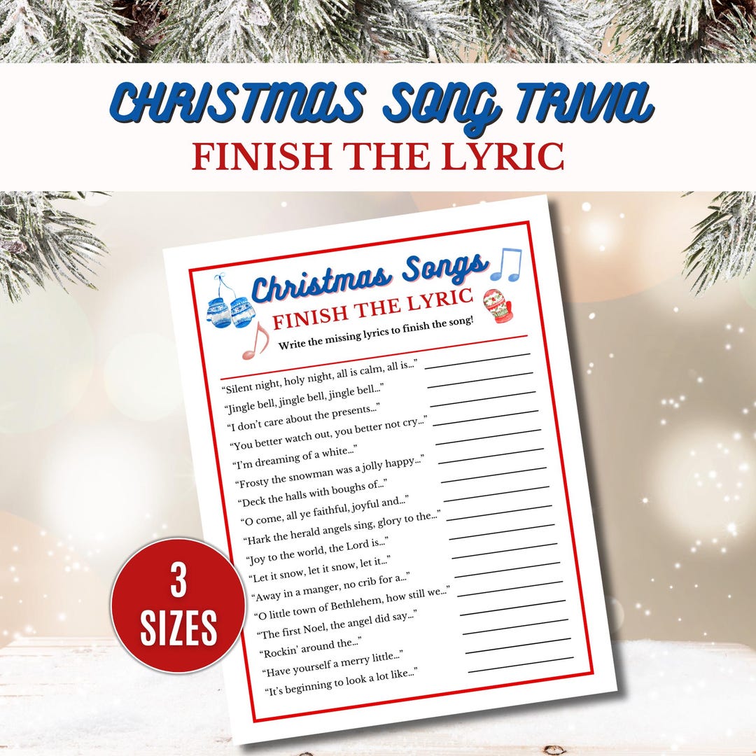 Christmas Song Finish the Lyric Game, Printable Xmas Music Quiz ...