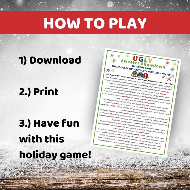 Ugly Sweater Left Right Christmas Game, Pass the Gift Game, Icebreaker ...