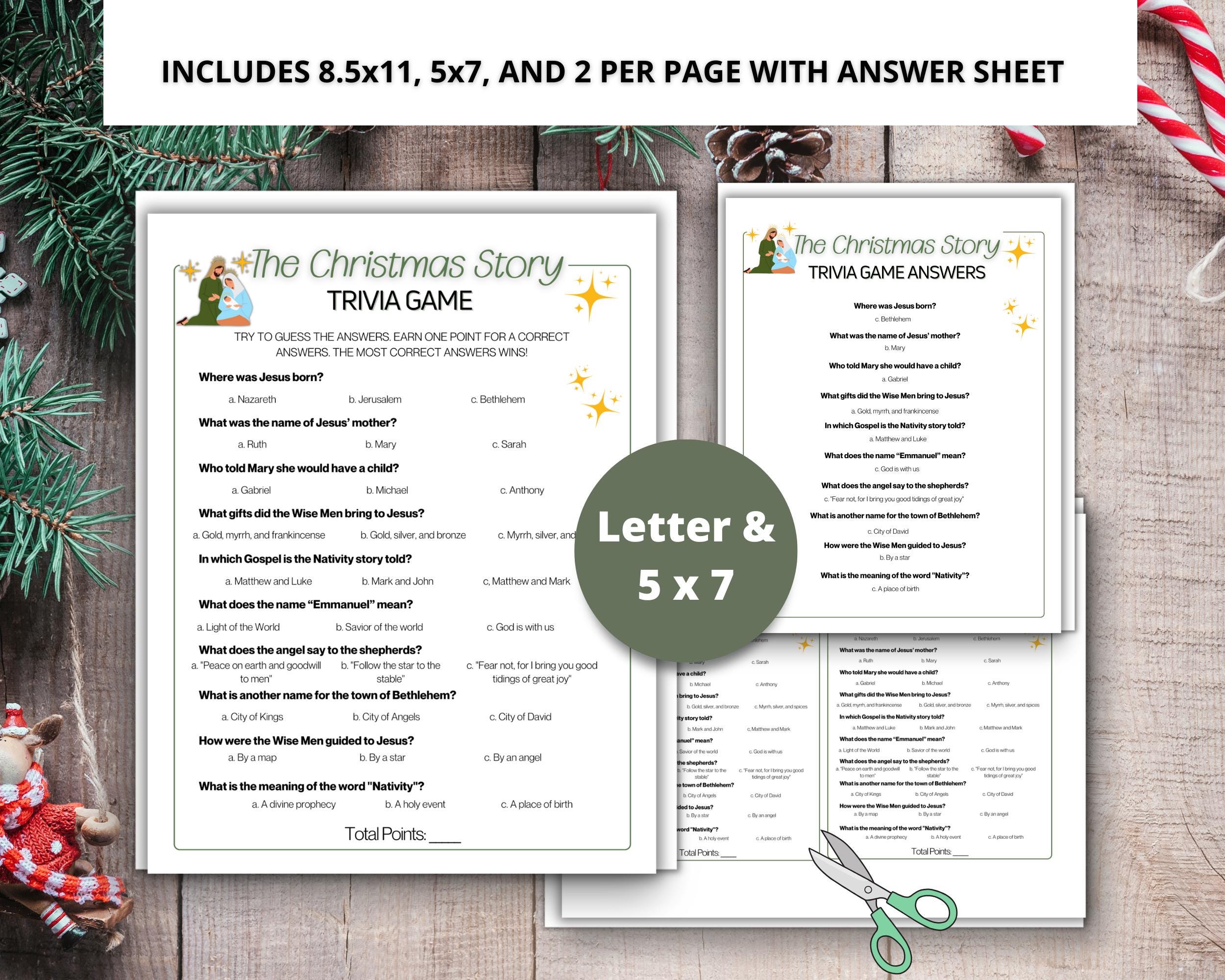 Christmas Nativity Trivia Game for Family Gatherings, Church Events ...