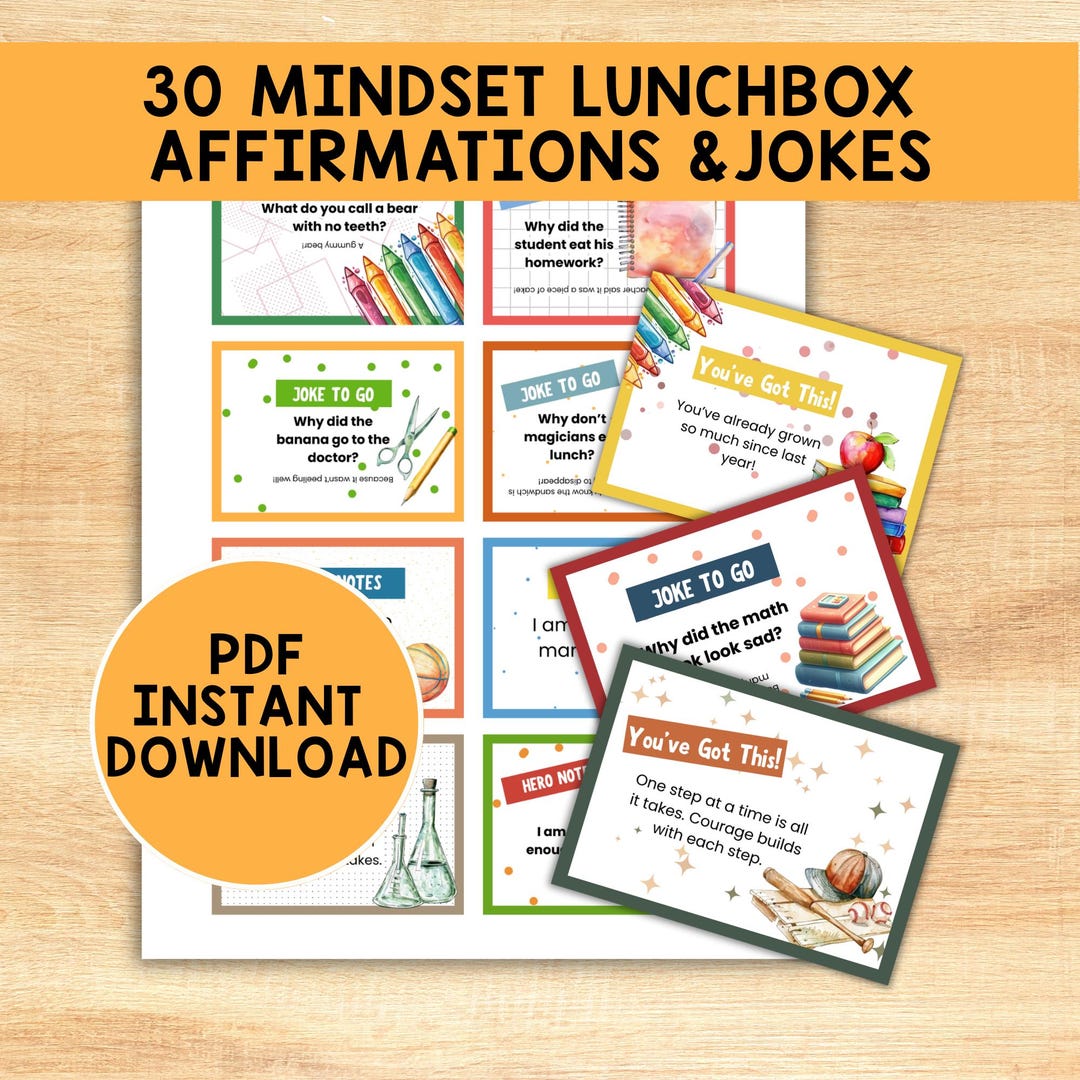 Positive Lunchbox Notes for Kids, 30 Printable Encouragement Cards for ...