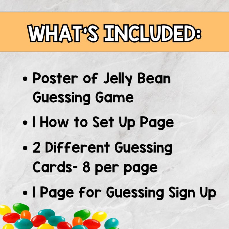 Jelly Bean Guessing Game Printable – Candy Party Game PDF for Office ...