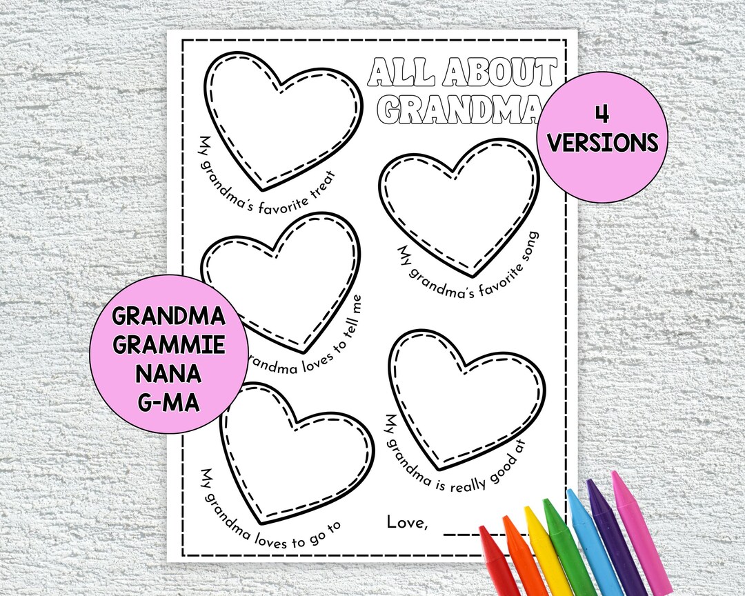 All About Grandma Printable Worksheet for Kids, Grandma, Nana, Grammie ...