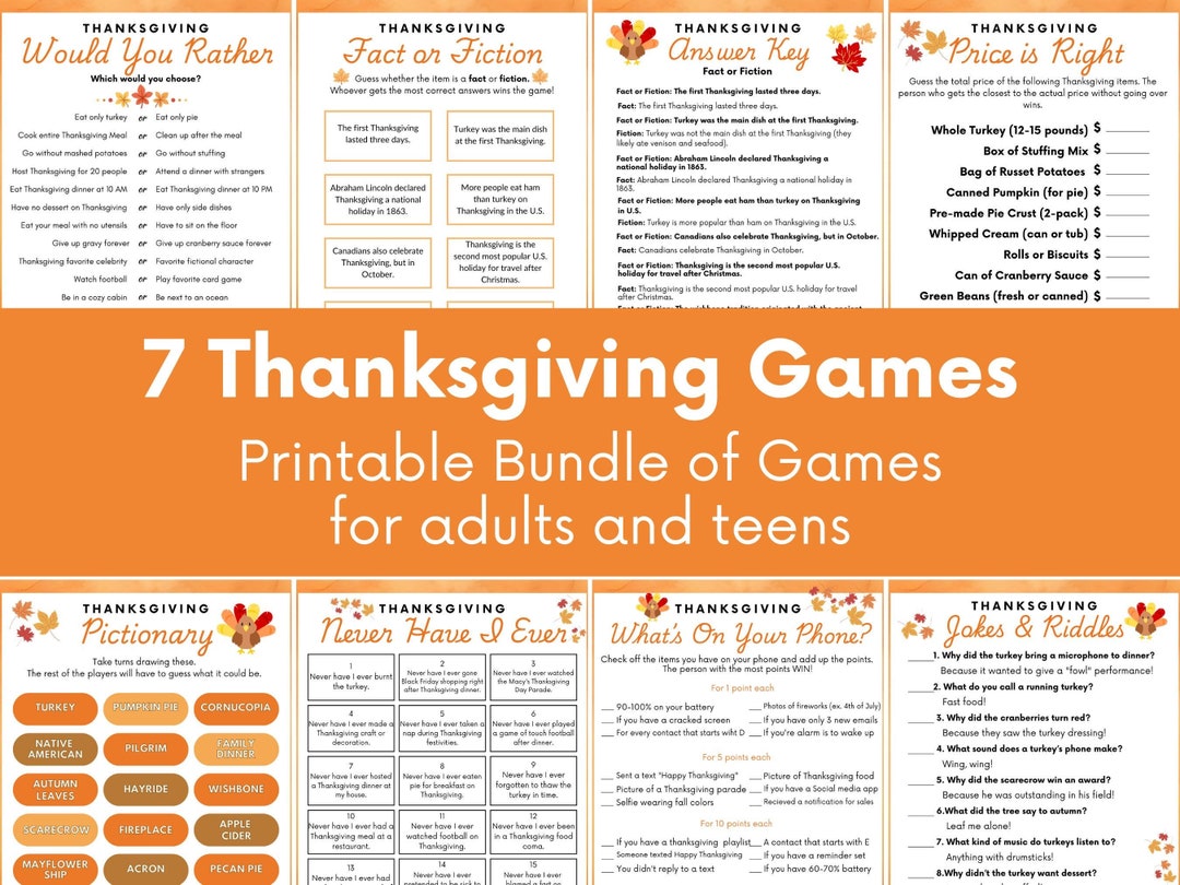 Thanksgiving Printable Ice Breaker Games for Children, Teens, and ...
