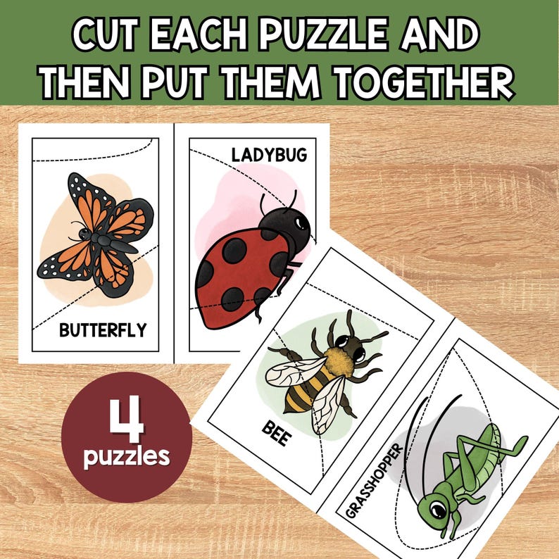 Bug Cutting Practice Worksheets for Kids, Preschool Nature Fine Motor ...