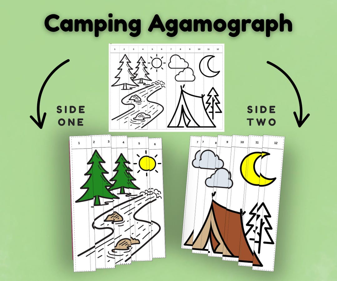 Kids Camping Summer Agamograph Printable Craft, Low Prep Art Project ...