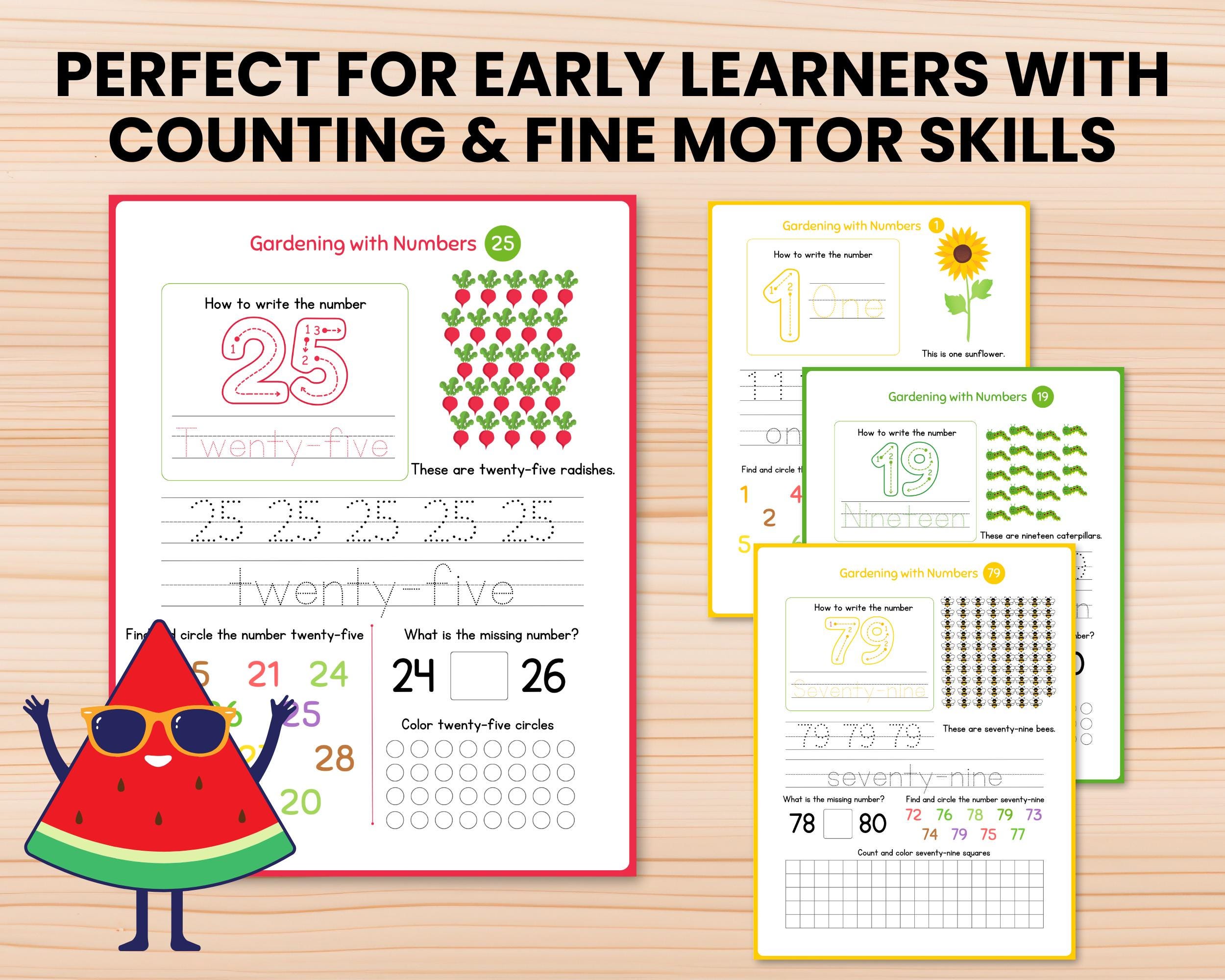 100-page Garden Number Tracing & Math Practice Pack for Preschool and ...
