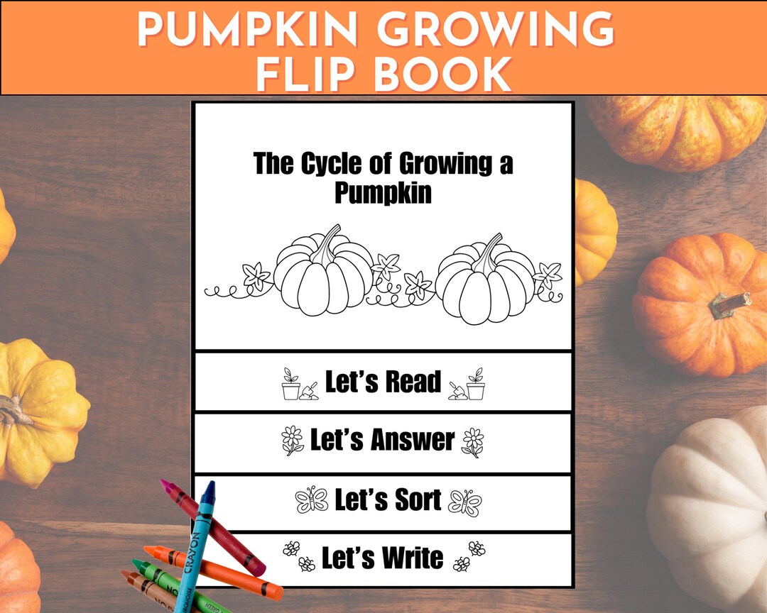 Pumpkin Flipbook for Kids | Fall Printable, Pumpkin Life Cycle, Writing ...