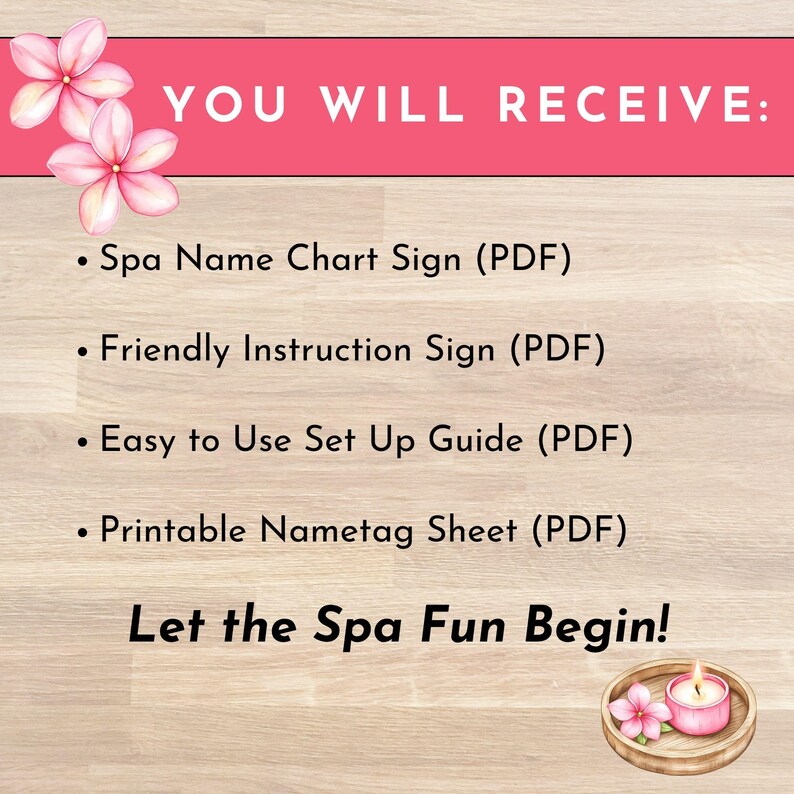 Spa Name Icebreaker Generator Game Girls Party – Spa Birthday Printable ...