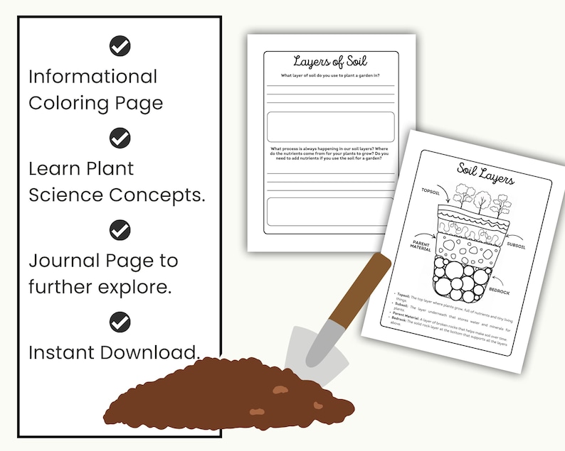 Soil Layers Science Worksheets for Kids With Journal and Coloring Pages ...