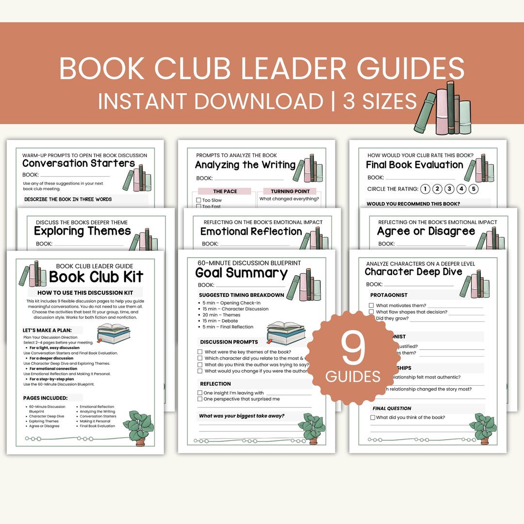 Book Club Reading Guide, Printable Reading Discussion Questions, Book ...