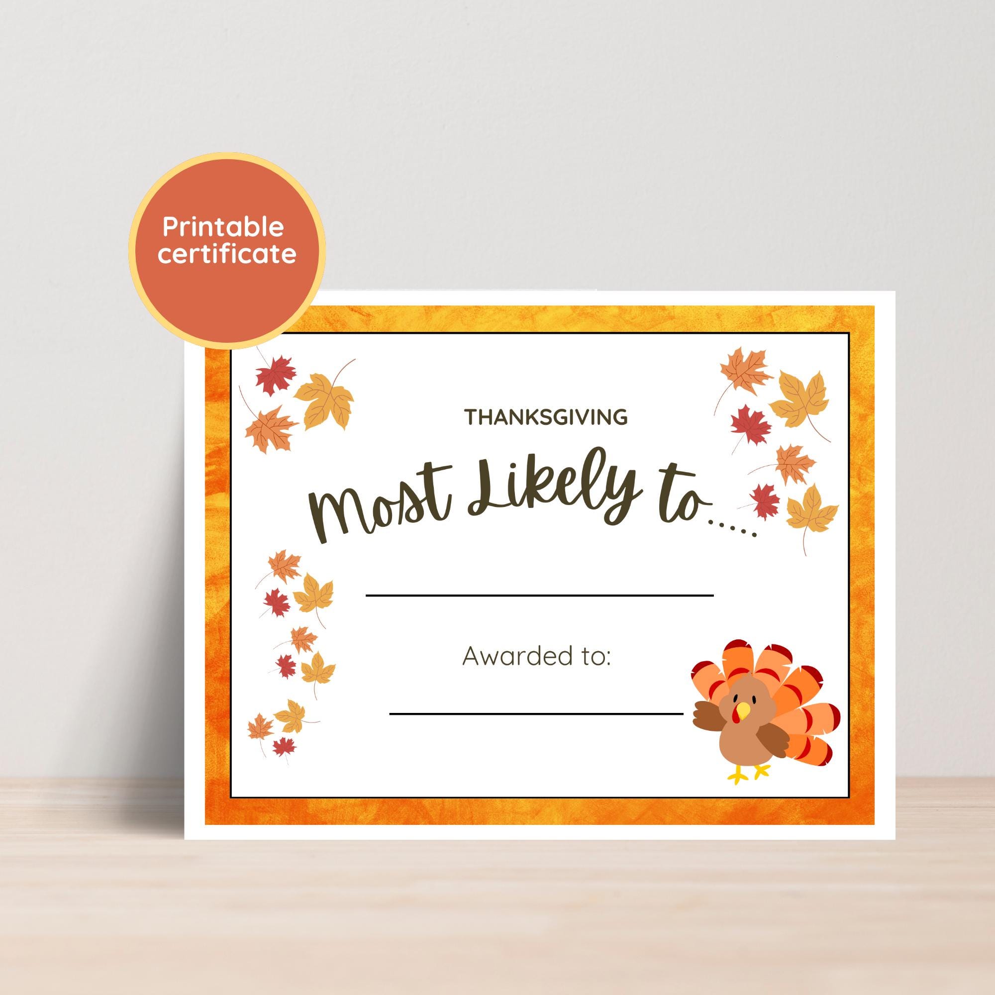 Thanksgiving Game Whos Most Likely, Thanksgiving Office Game, Fall ...