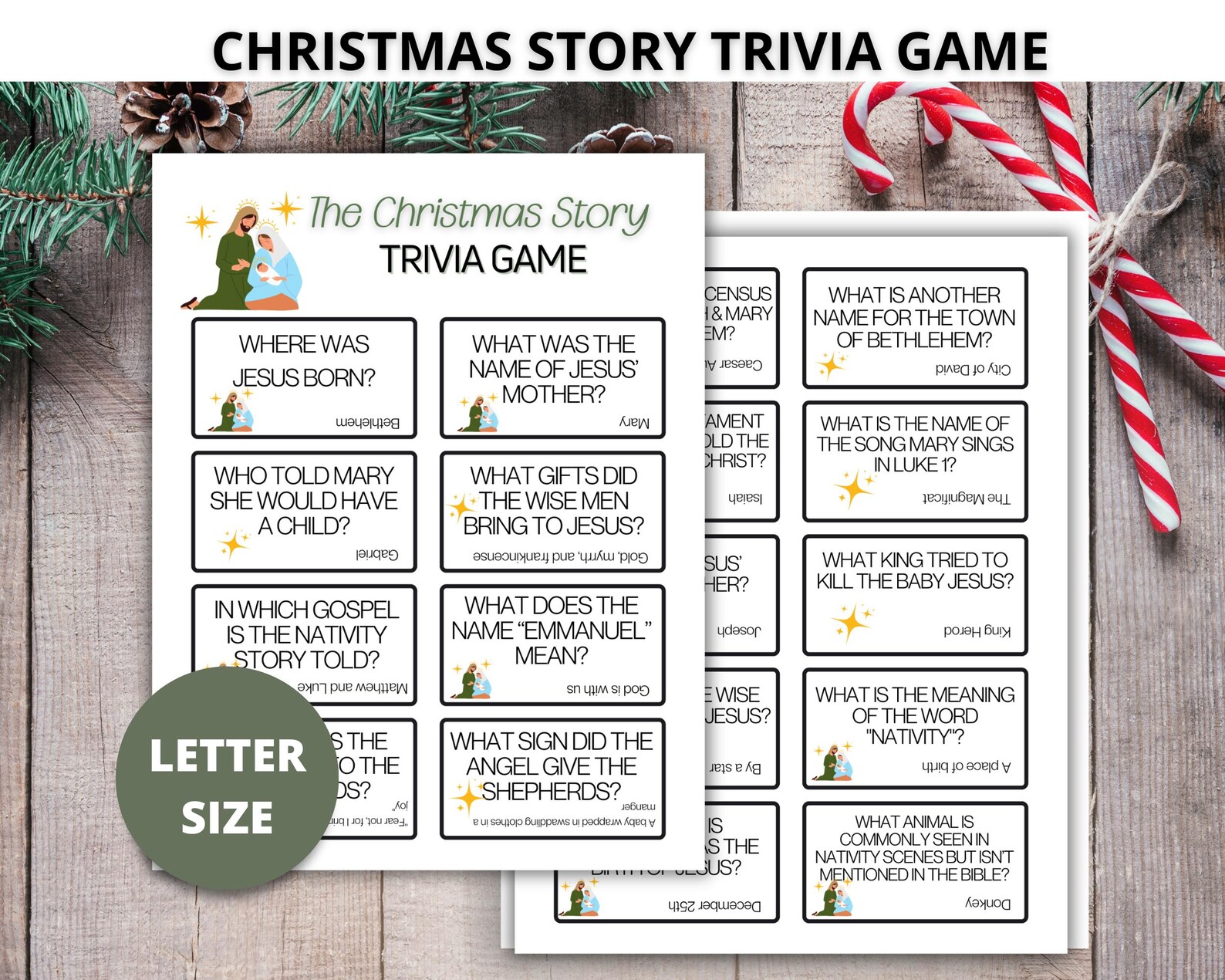 Christmas Nativity Trivia Game for Family Gatherings, Church Events ...