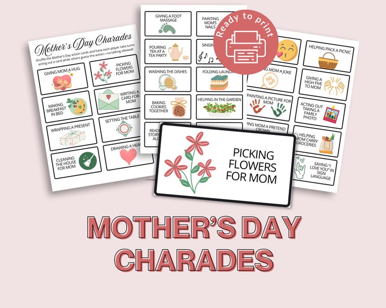 Easy Mother’s Day Charades Game Printable – Fun Mother’s Day Activity ...