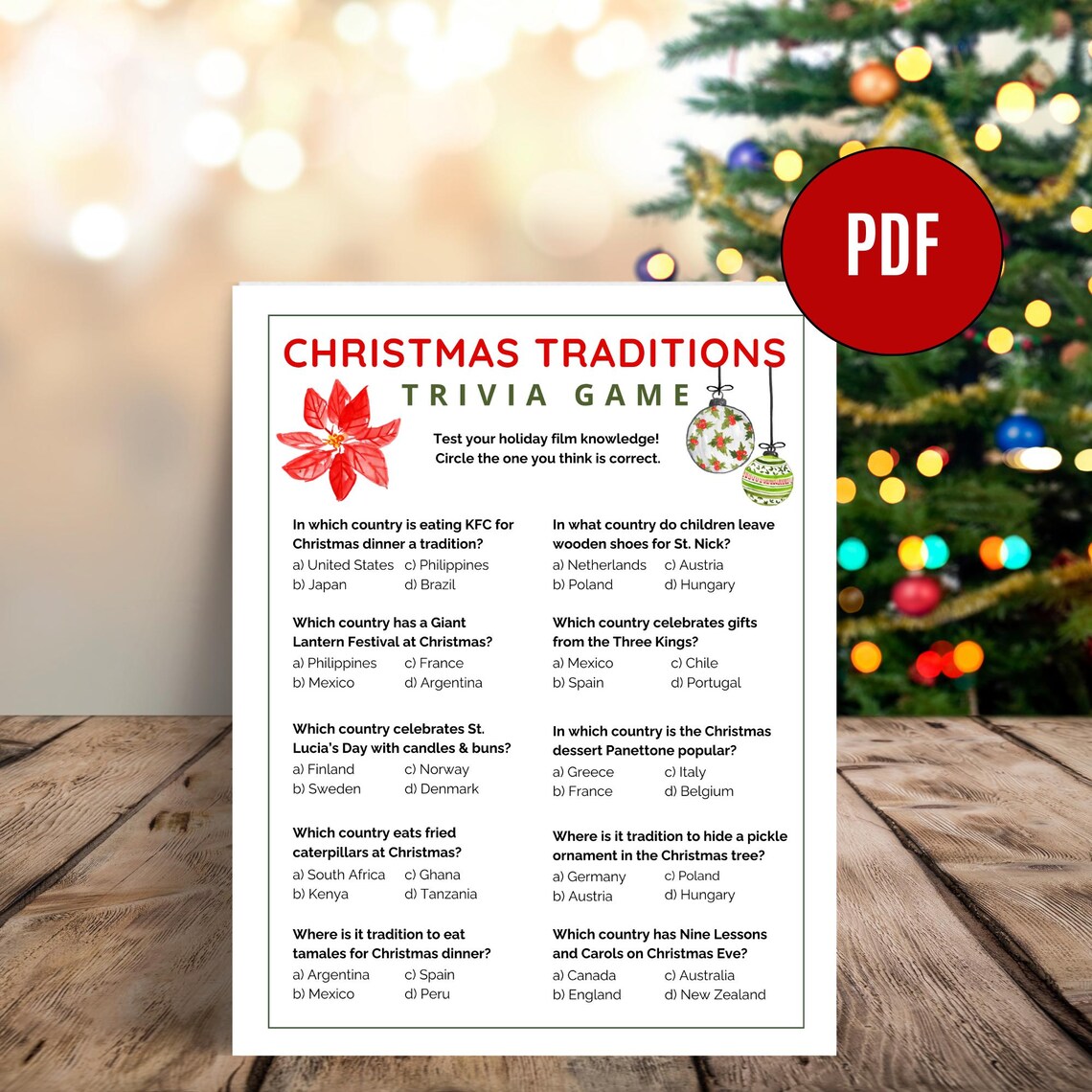 Christmas Traditions Trivia Game, Christmas Around the World Quiz ...