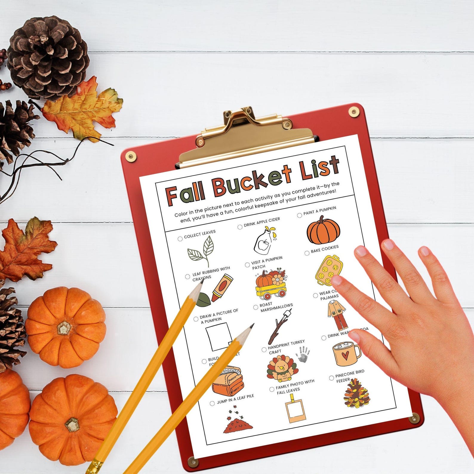 Kids' Fall Bucket List Printable - Autumn Activities for Kids - Color ...