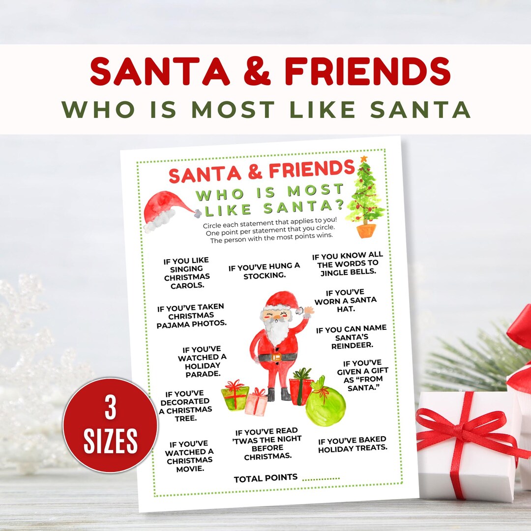 Who is Most Like Santa Game, Printable Santa Claus Party Game, Fun ...