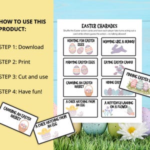 Easy Easter Charades Game for Kids, 20 Printable Cards With Instruction ...
