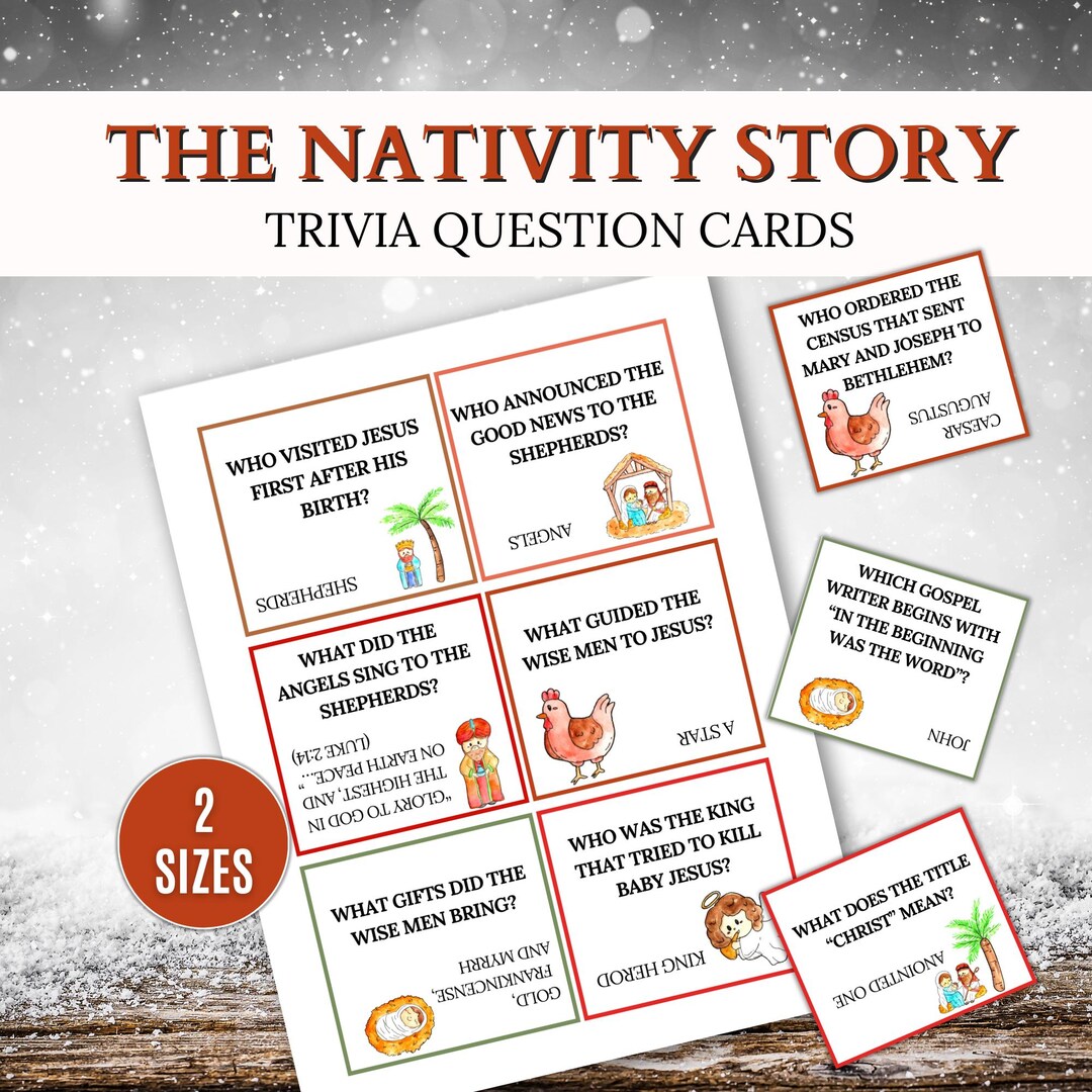 Nativity Trivia Cards, Printable Bible Trivia Game, Christian Christmas ...