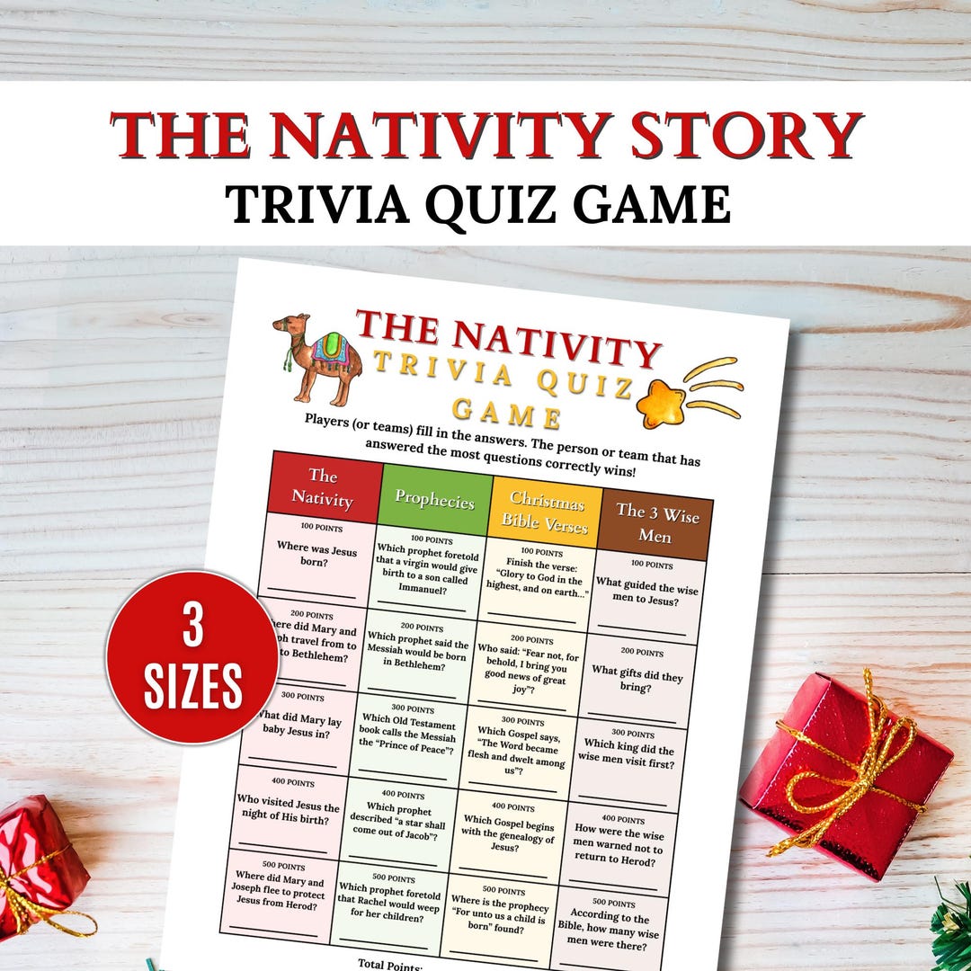 Nativity Trivia Quiz Game, Printable Christmas Story Trivia, Bible Xmas ...