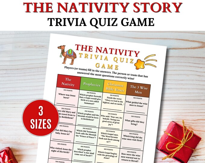 Nativity Trivia Printable, Christmas Trivia Quiz, Holiday Trivia Game ...