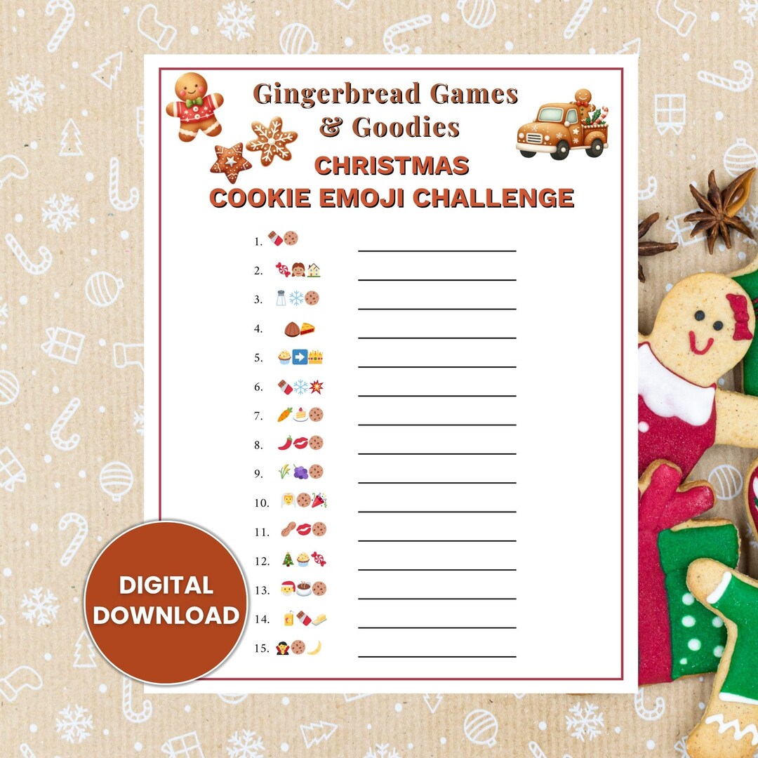Gingerbread Emoji Game, Sweet Christmas Ice Breaker, Cookie Exchange ...