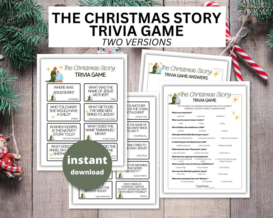 Christmas Nativity Trivia Game for Family Gatherings, Church Events ...