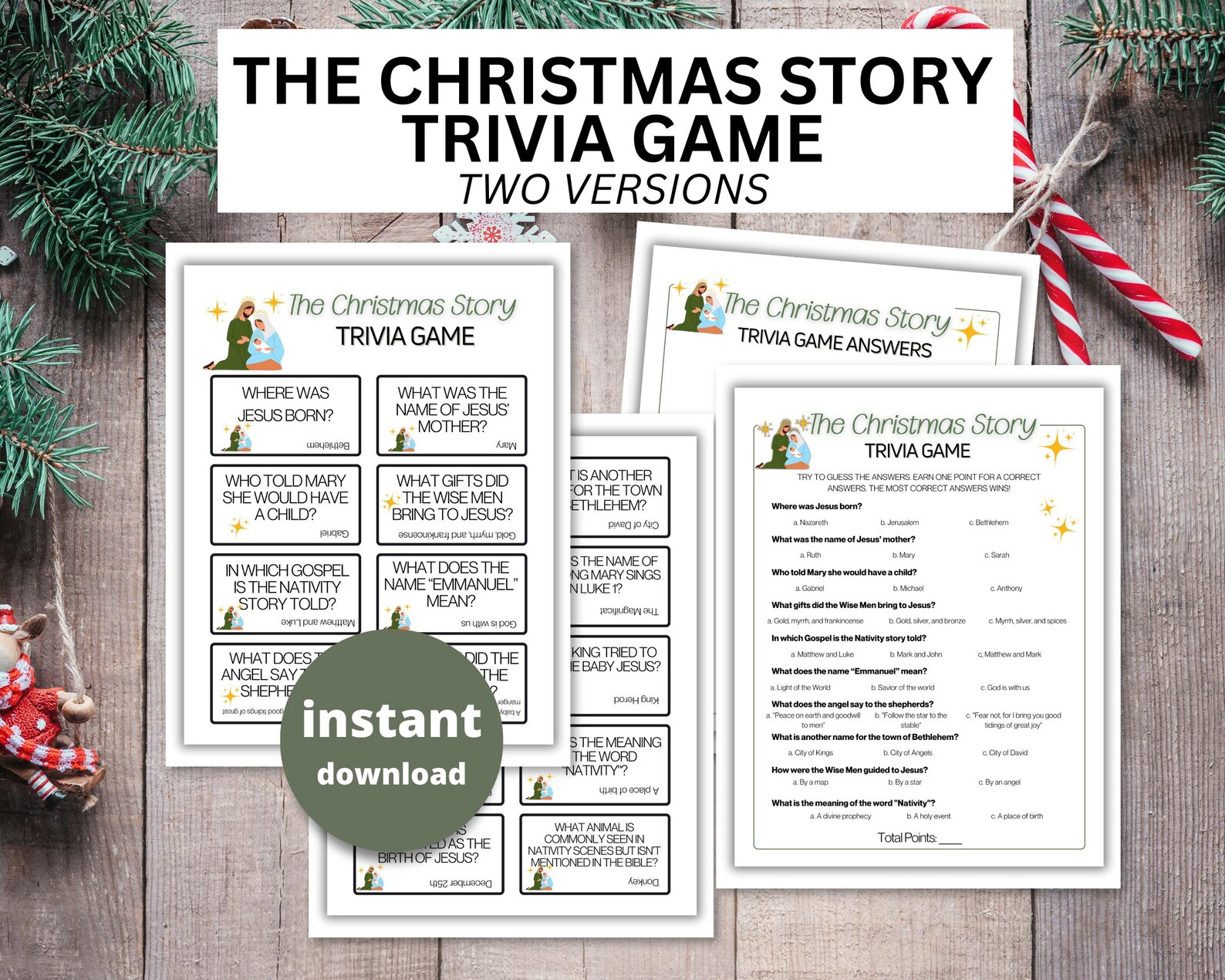 Christmas Nativity Trivia Game for Family Gatherings, Church Events ...