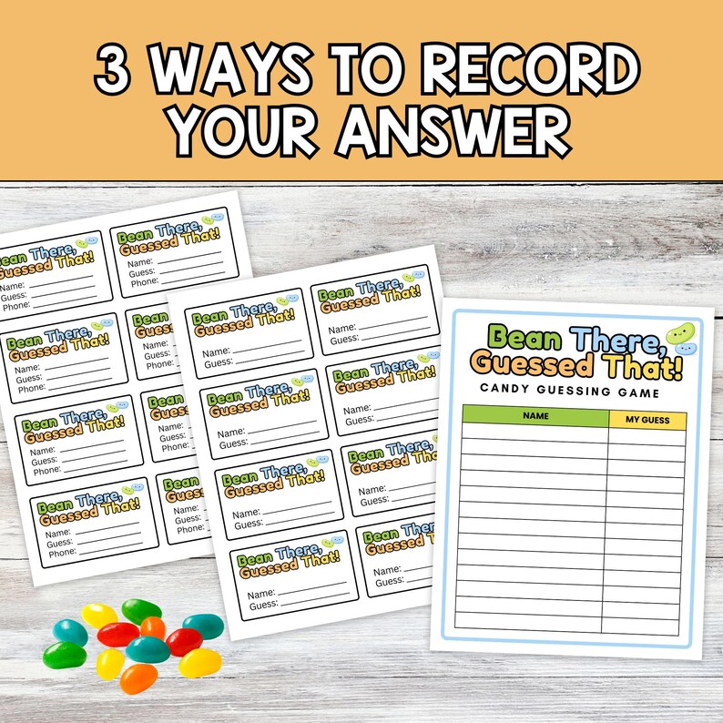 Jelly Bean Guessing Game Printable – Candy Party Game PDF for Office ...