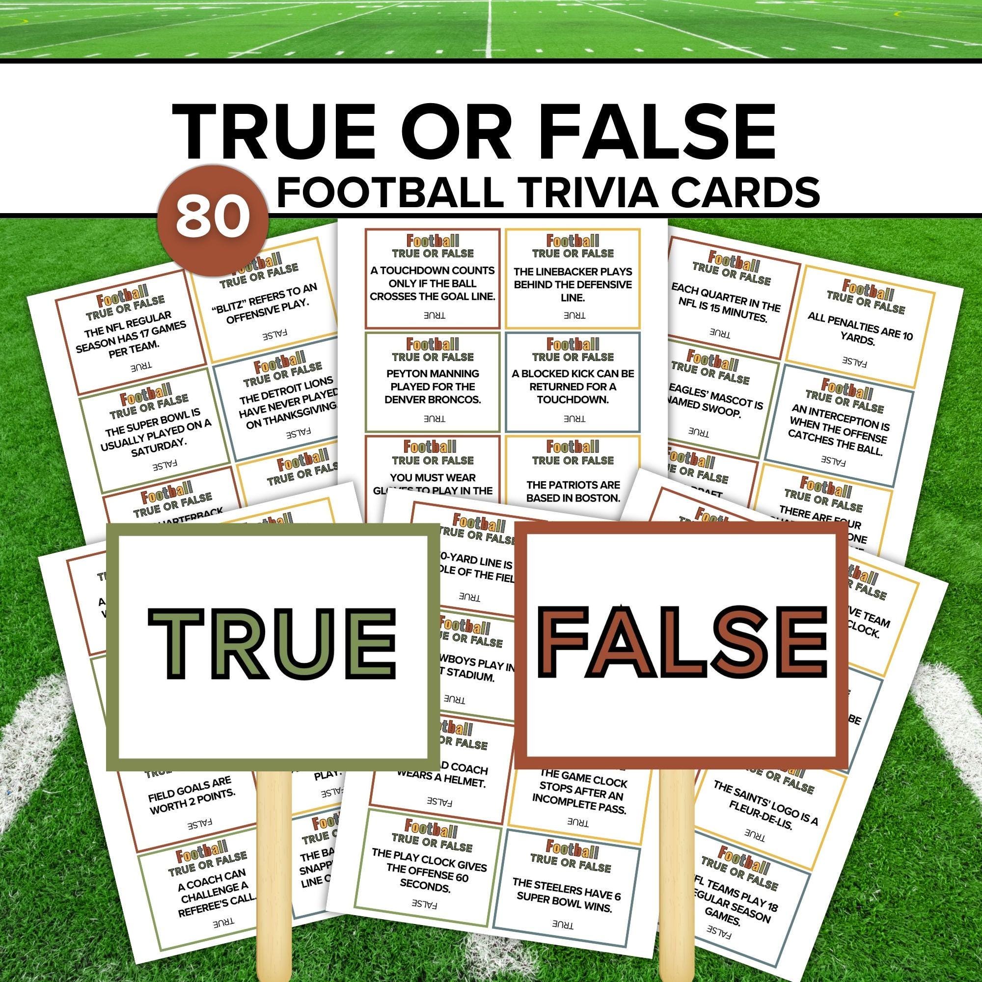 Football True or False Trivia Game, Printable Football Party Game for ...