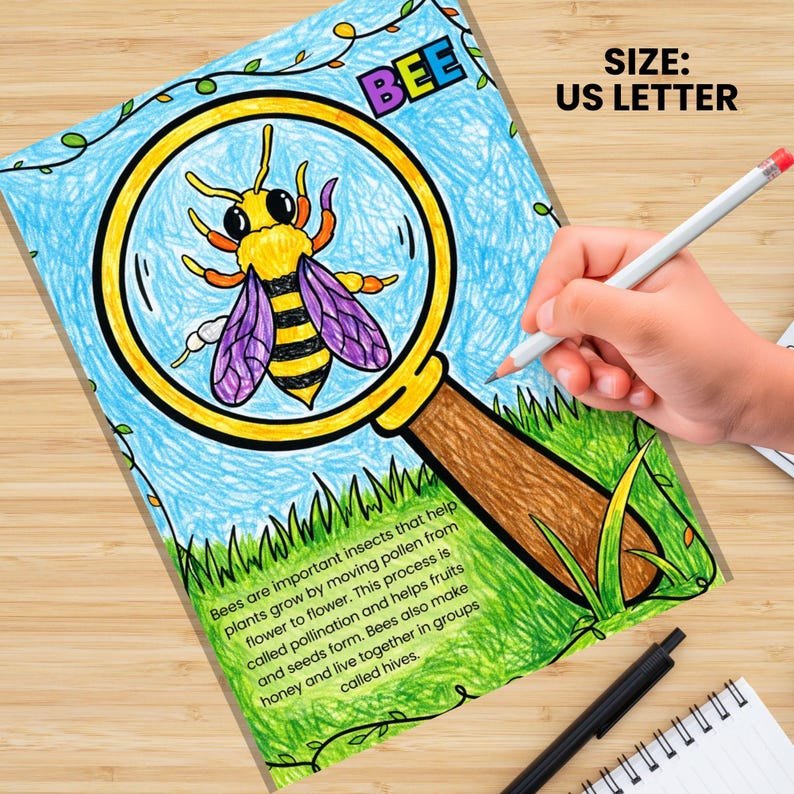 Bug Coloring Pages for Kids, 7 Science Learning Worksheets, Insect ...
