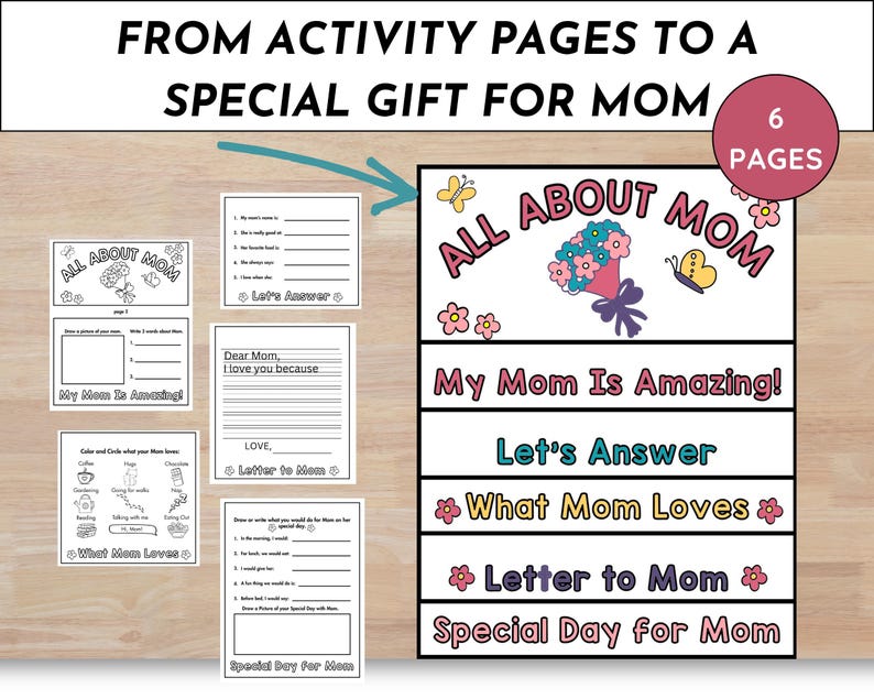 Mother’s Day Flip Book for Kids Printable, All About Mom Activity Pages ...