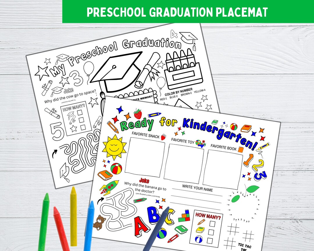 Preschool End of Year Printable Placemats for Kids, Last Day of School ...