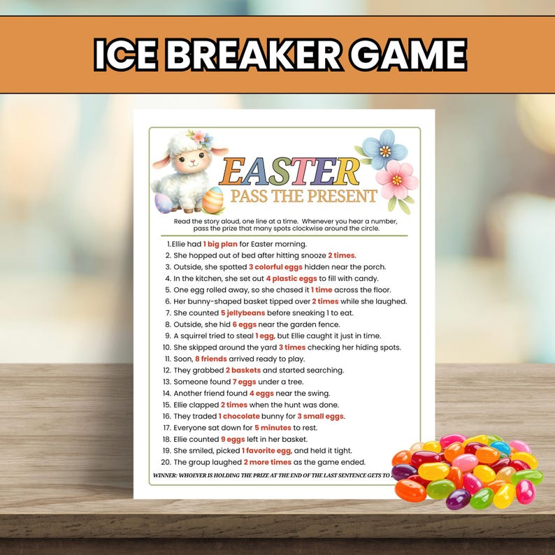 Easter Pass the Present Game Printable, Easter Ice Breaker Game for ...