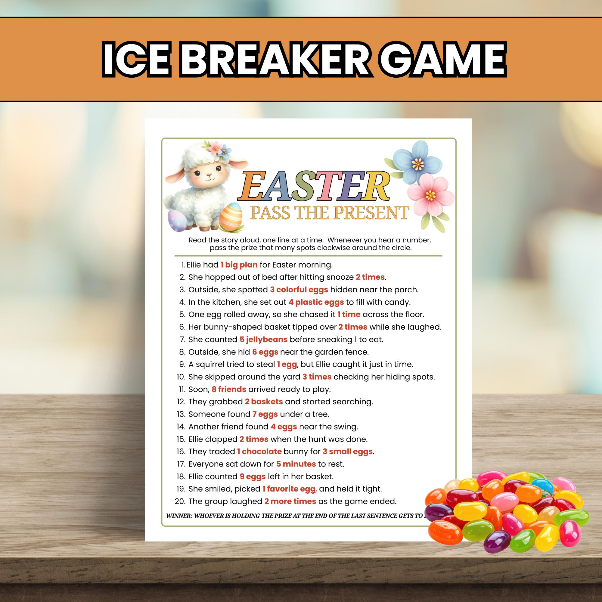 Easter Pass the Present Game Printable, Easter Ice Breaker Game for ...