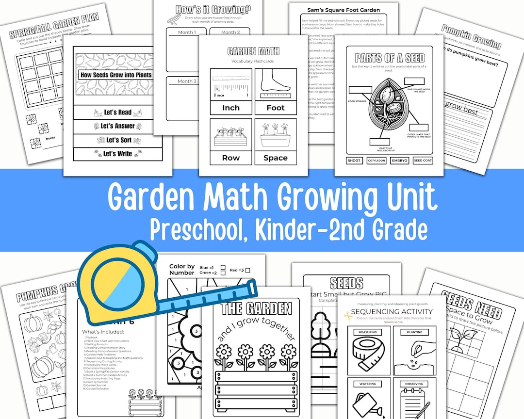 Kids Garden Math Growing Unit With Math Worksheets, Reading ...