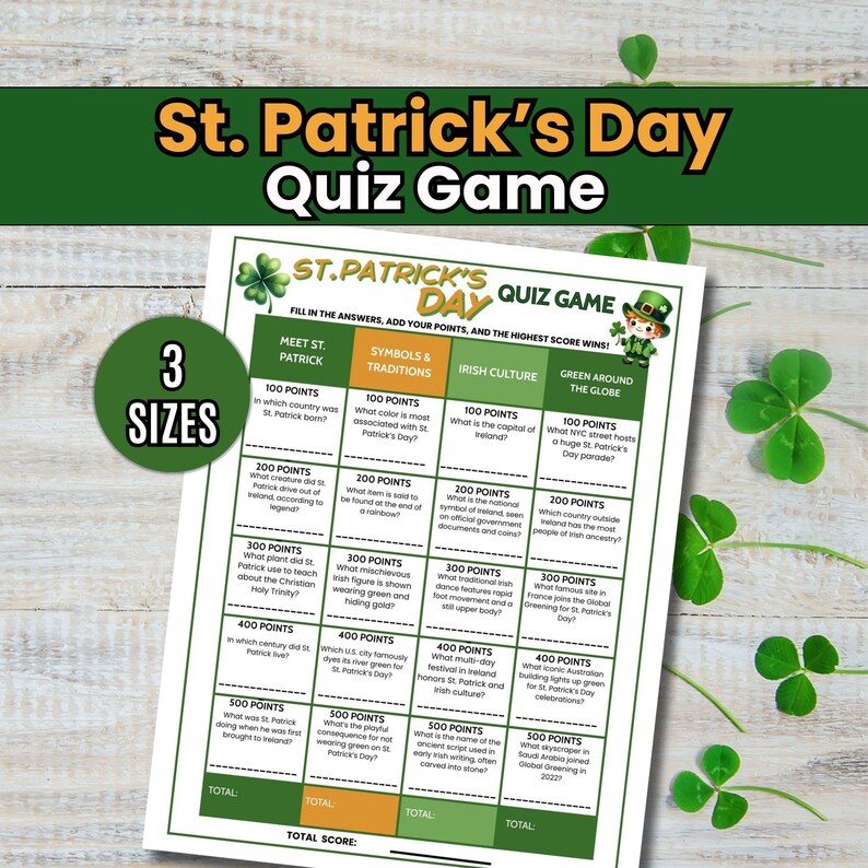 St. Patrick’s Day Quiz Game Printable – Fun Trivia Party Game for Kids ...
