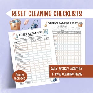 Weekly Cleaning Reset Planner Printable – Home Reset Checklist, Daily ...