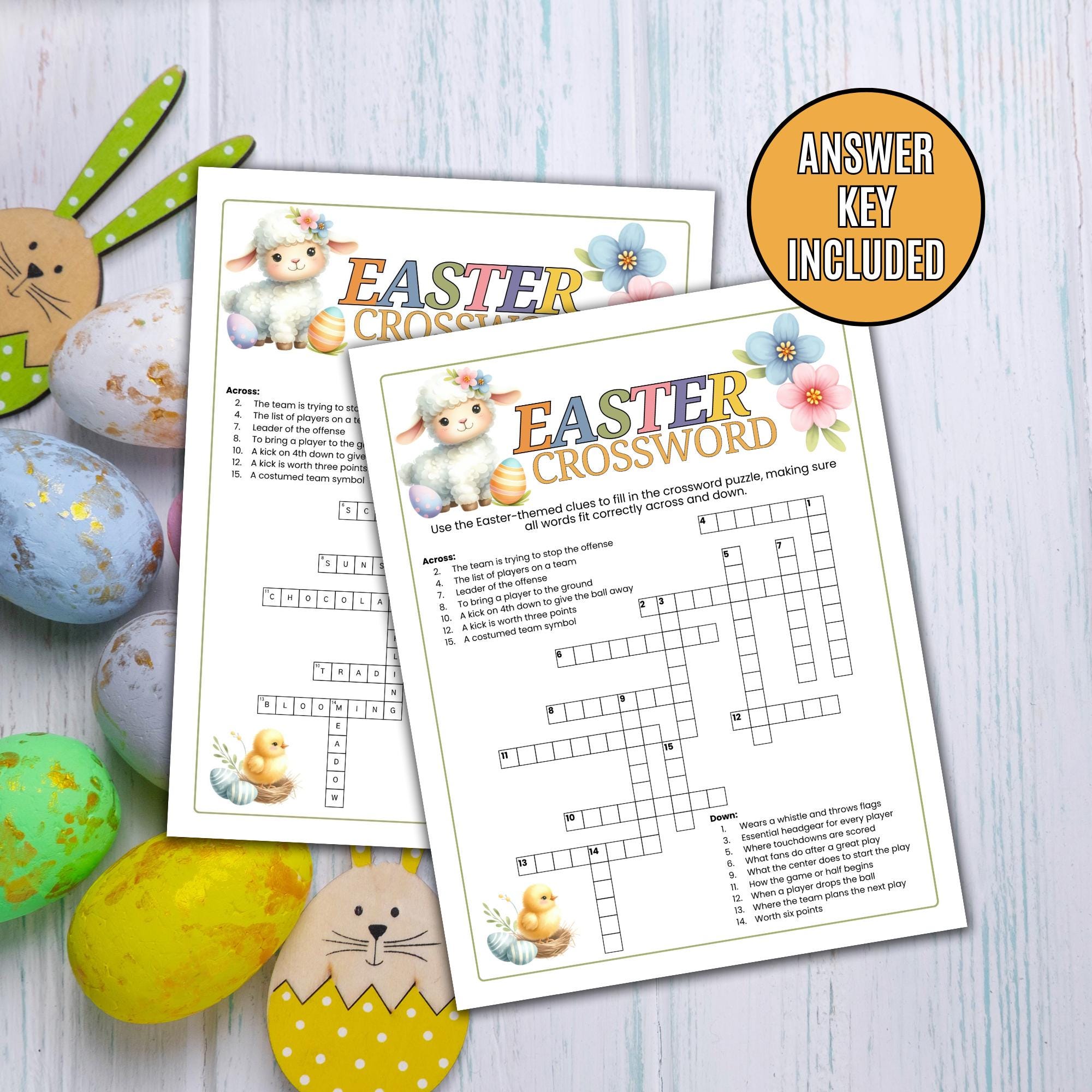 Easter Crossword Puzzle Printable, Easter Activity for Kids, Instant ...