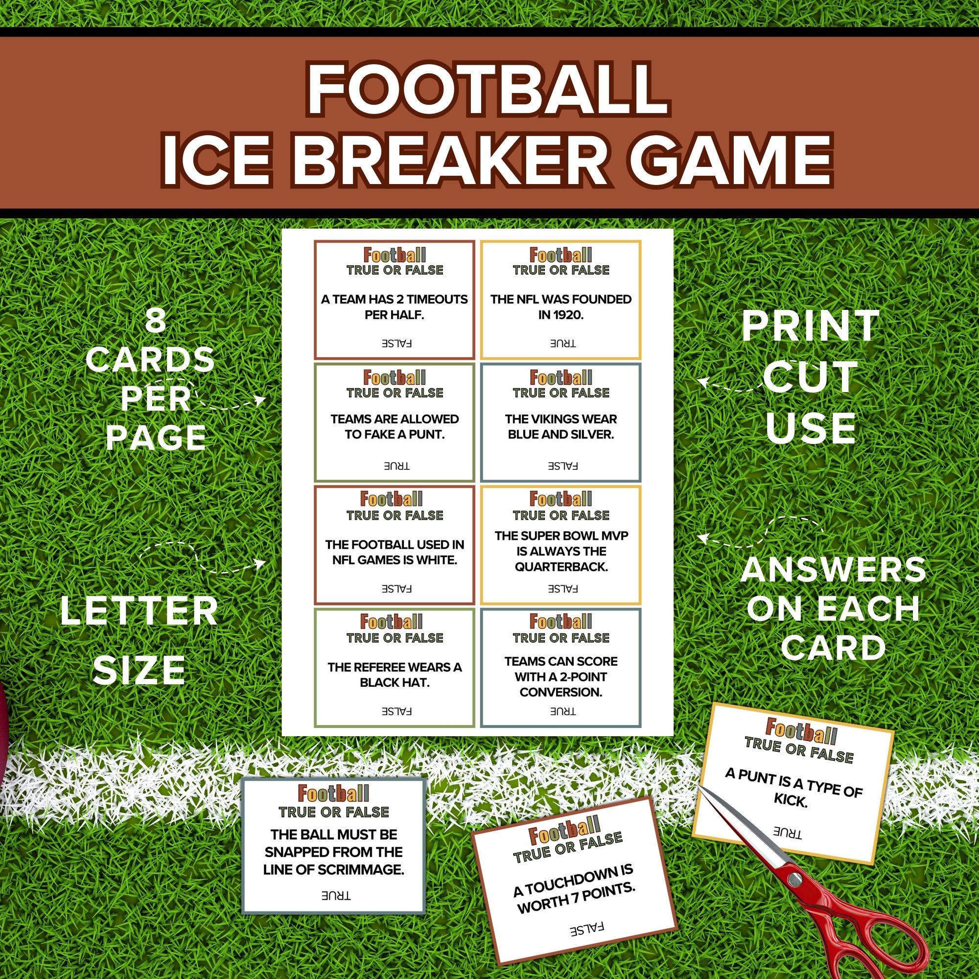 Football True or False Trivia Game, Printable Football Party Game for ...