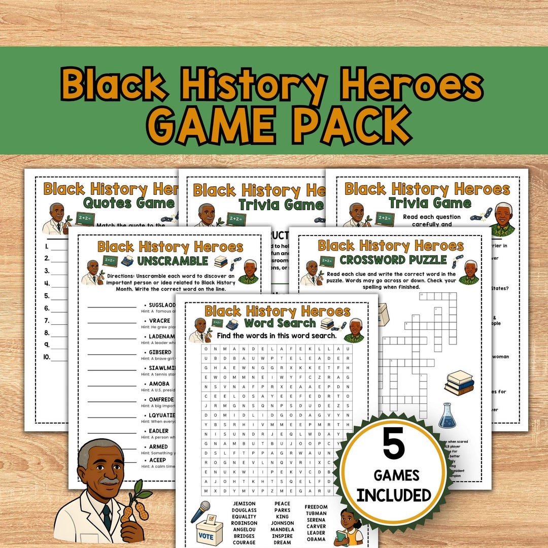 Black History Trivia Game Bundle, Black History Games for Elementary ...